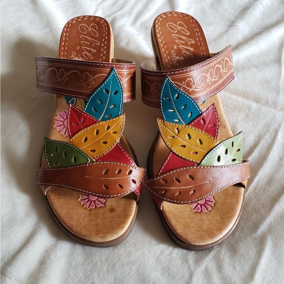 Elite | Shoes | Elite By Conkus Tancognac Leather Platform Wedge Clog ...